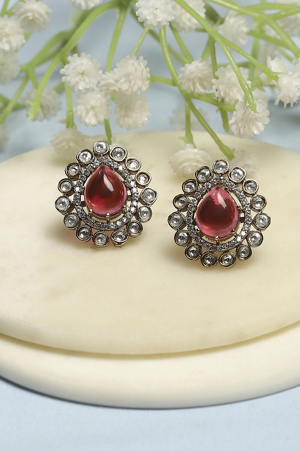 Buy Red Stone Earrings Online at Biba India